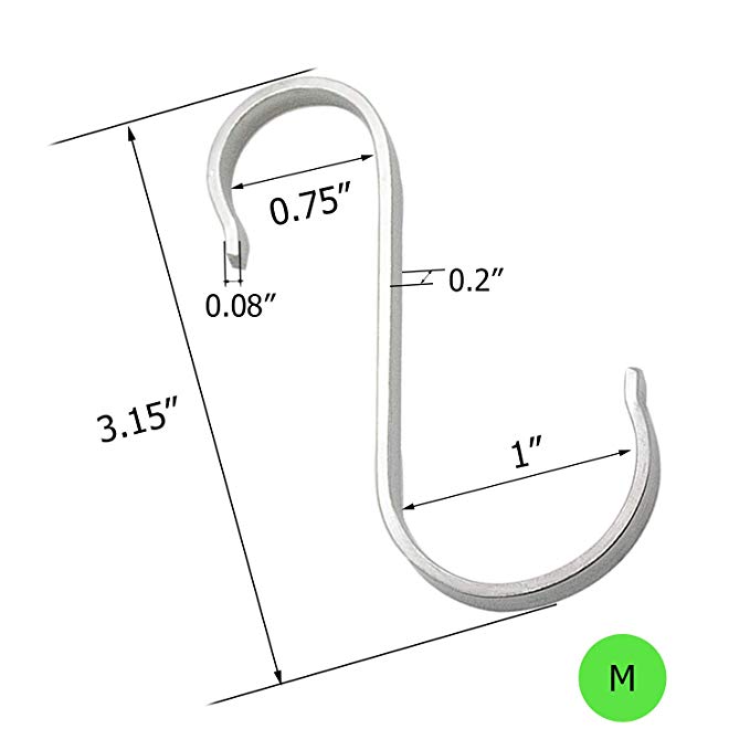 Maat medium platte S universele haak 304 rvs S-vor... – Grandado