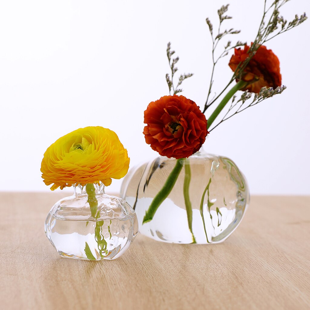 Handmade Pomegranate Clear Glass Flower Vase Trans... – Grandado