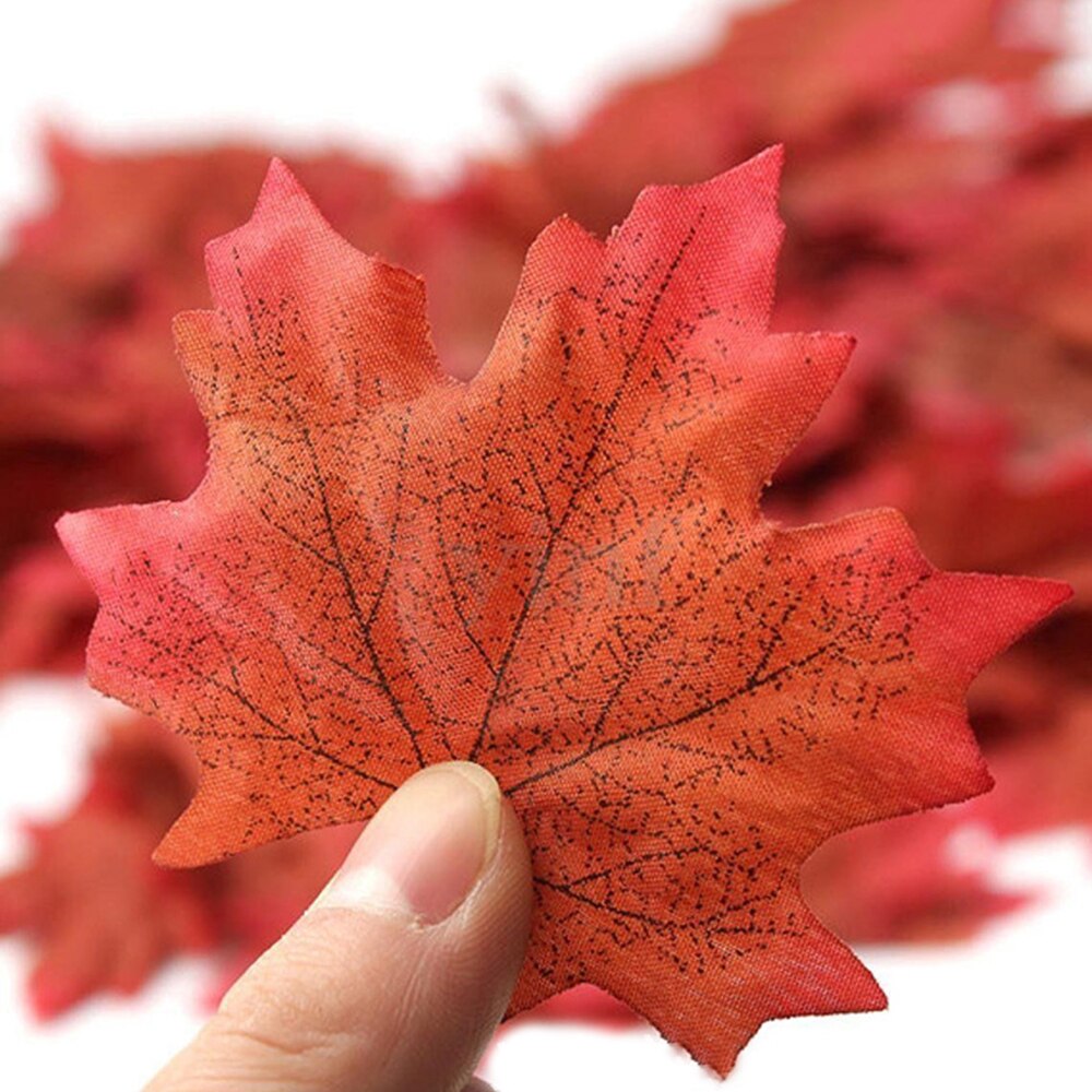 100 Pieces Artificial Autumn Maple Leaves Mixed Co... – Grandado