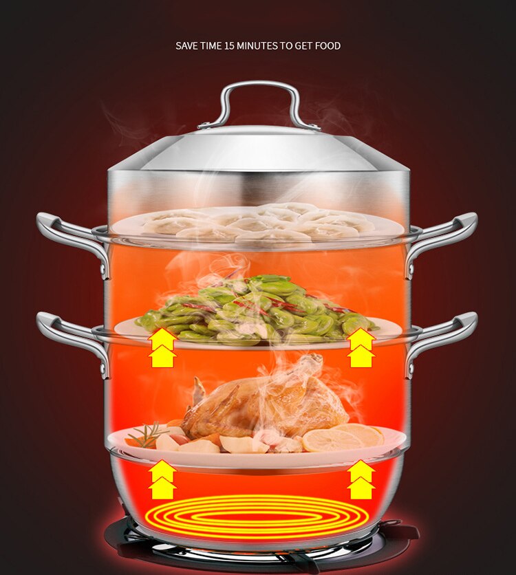 304 Steamer Stainless Steel cooker 3/2 layer rice ... – Vicedeal