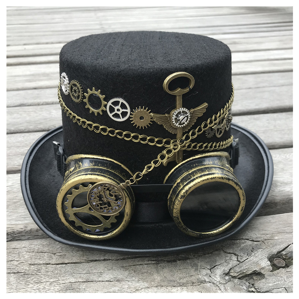 Men Women Handmade Steampunk Top Hat With Gear Gla... – Grandado