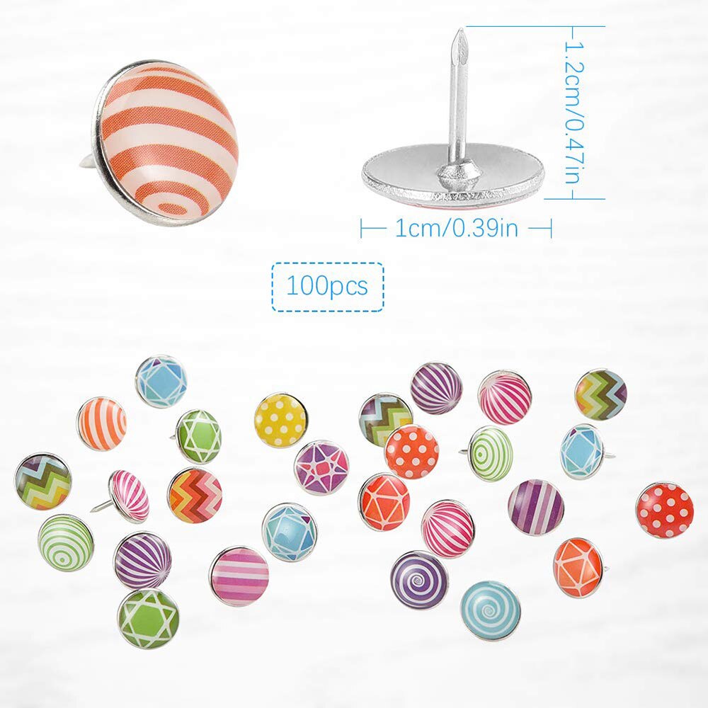 100 x Steel Push Pin Drawing Pins Decorative Cork ... – Grandado