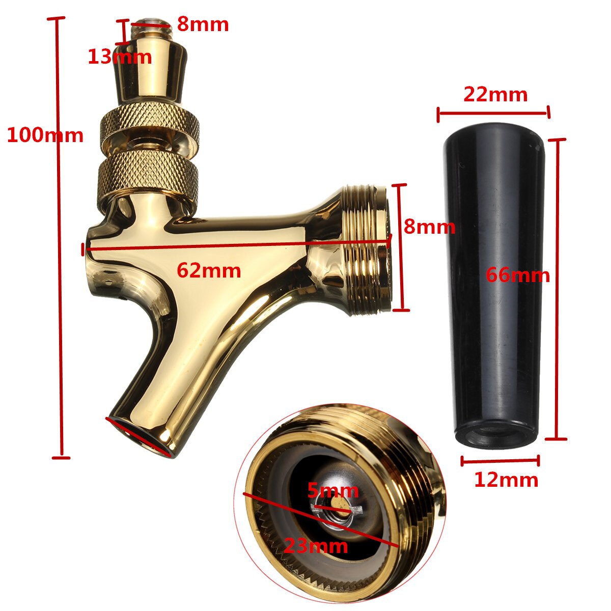 Gold Draft Beer Faucet Beer Draft Shank Tap Brass ... – Vicedeal