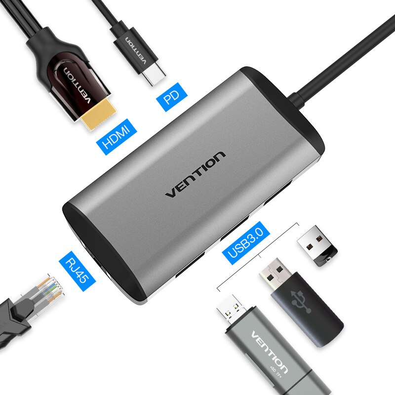 Vention usb hub type c til hdmi usb 3.0 hub thunde... – Grandado