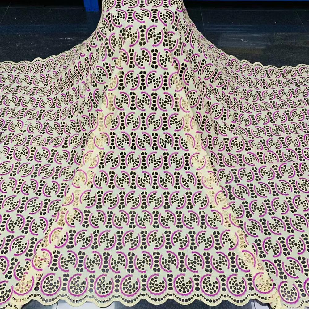 5yards Swiss lace fabric latest heavy beaded embroidery African cotton ...