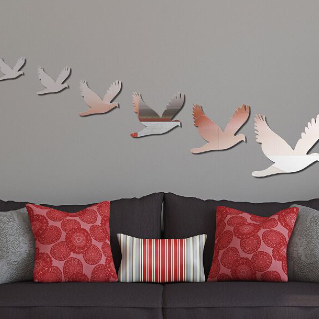 6pcs 3D Silver Pigeon Mirror Sticker DIY Acrylic A... – Grandado