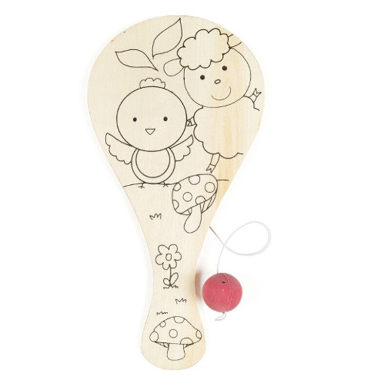 Wooden Hand-painted Ball Racket DIY Craft Cartoon ... – Grandado