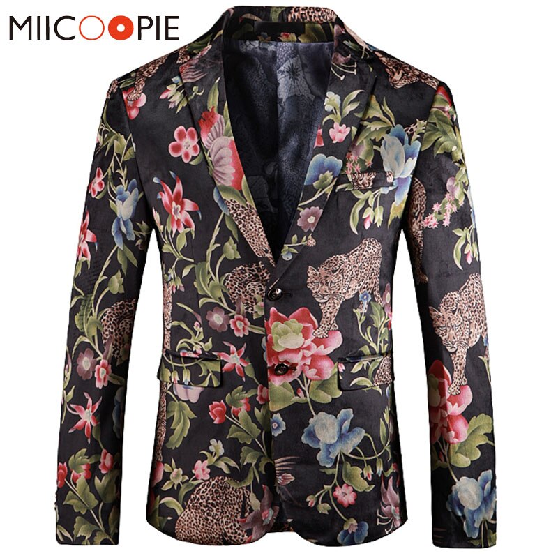 Vintage Cotton Floral Printed Blazers For Men Form... – Vicedeal