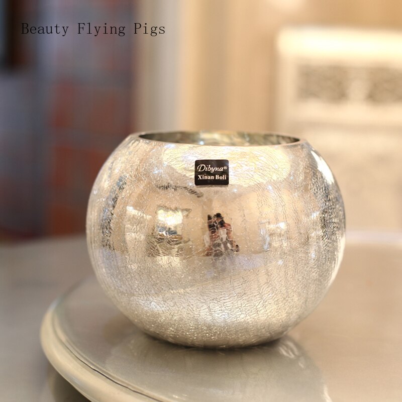 Light luxury plating silver glass vase flower colo... – Vicedeal