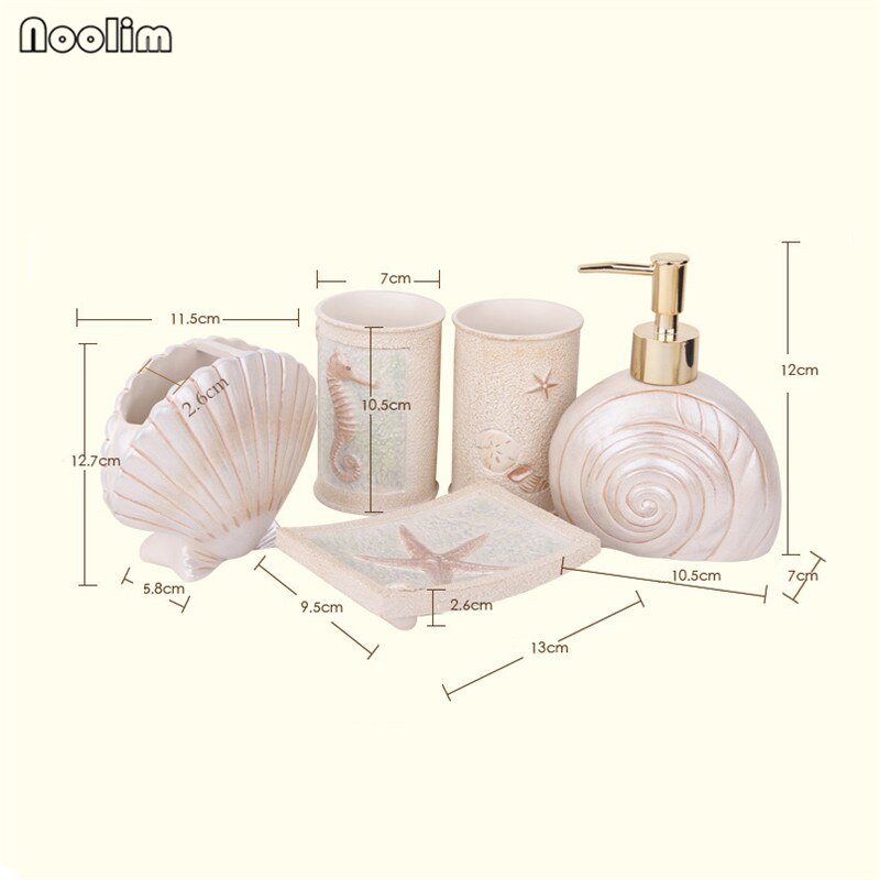 5Pcs/set Resin Mediterranean Sea Shell Bathroom Ac... – Vicedeal