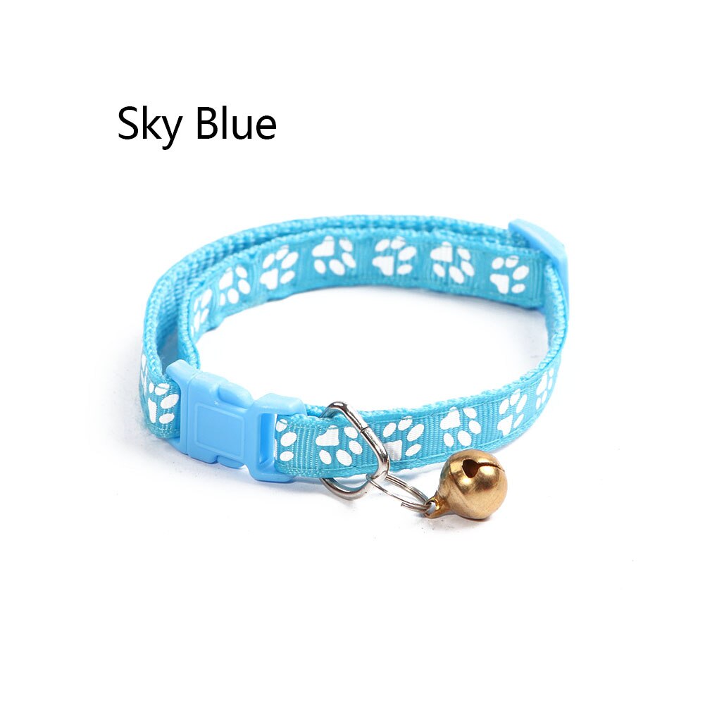 Adjustable Pet Cat Dog Collar Cute Paw Print Bell ... – Vicedeal