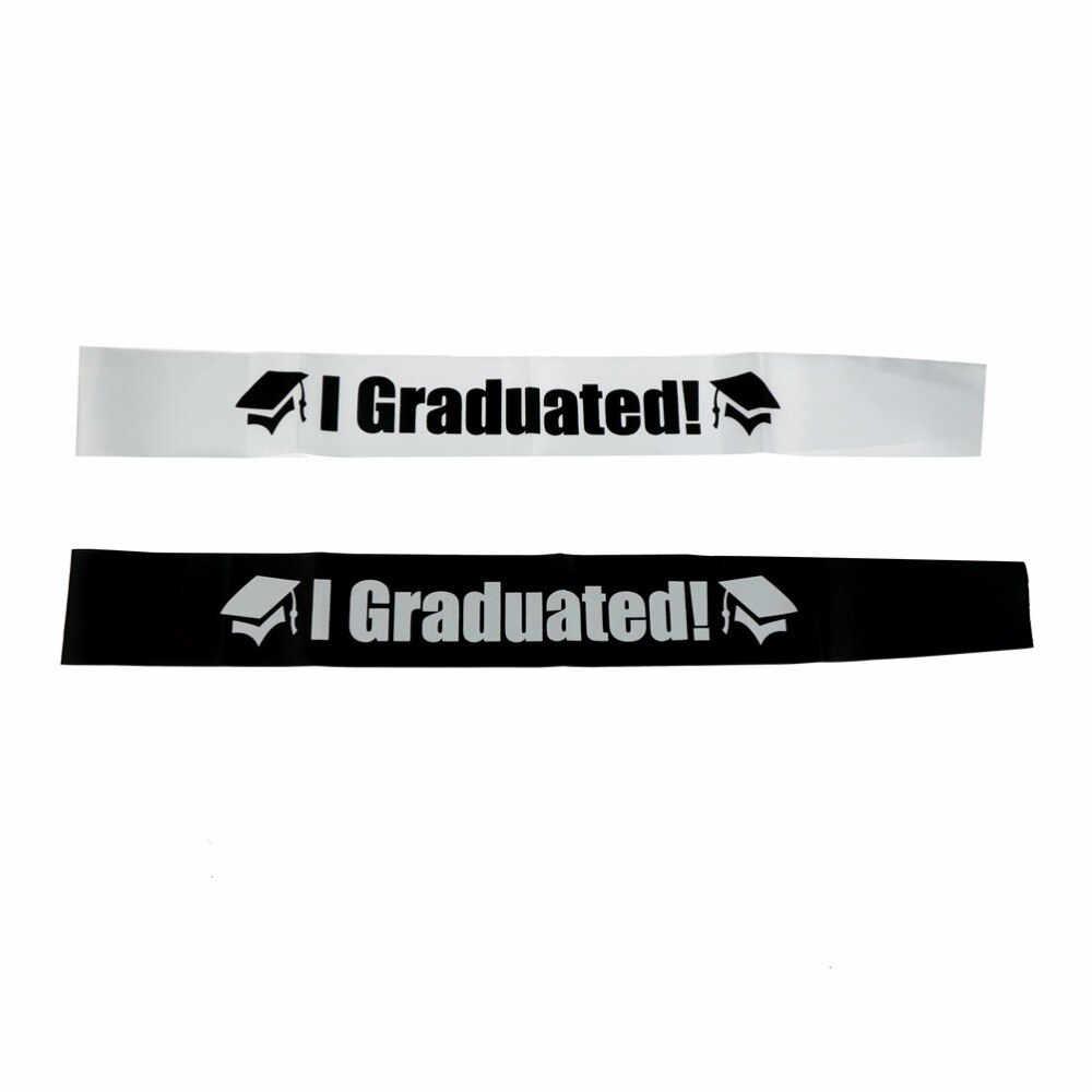 1PC Black White I Graduated Satin Sash Single Side... – Grandado