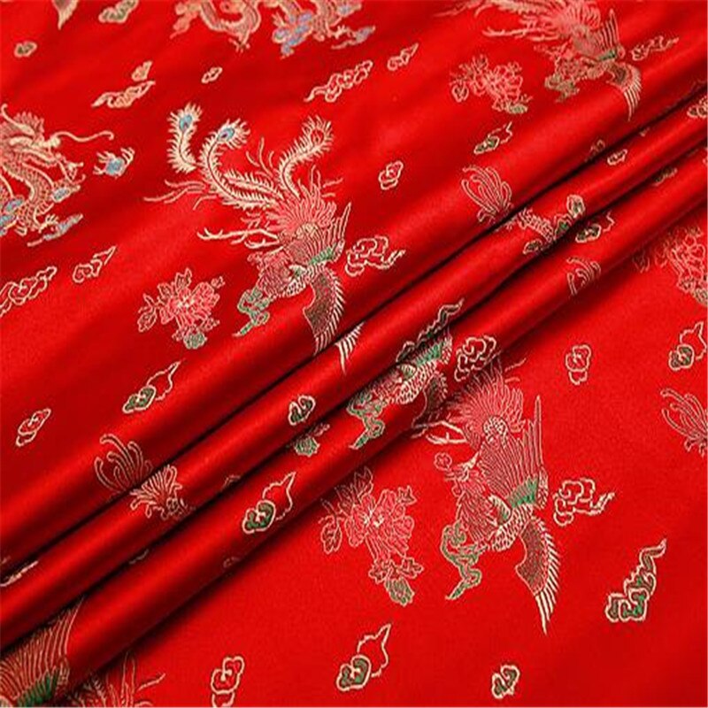 Polyester Fabric Brocade Dragon and Phoenix Patter... – Vicedeal