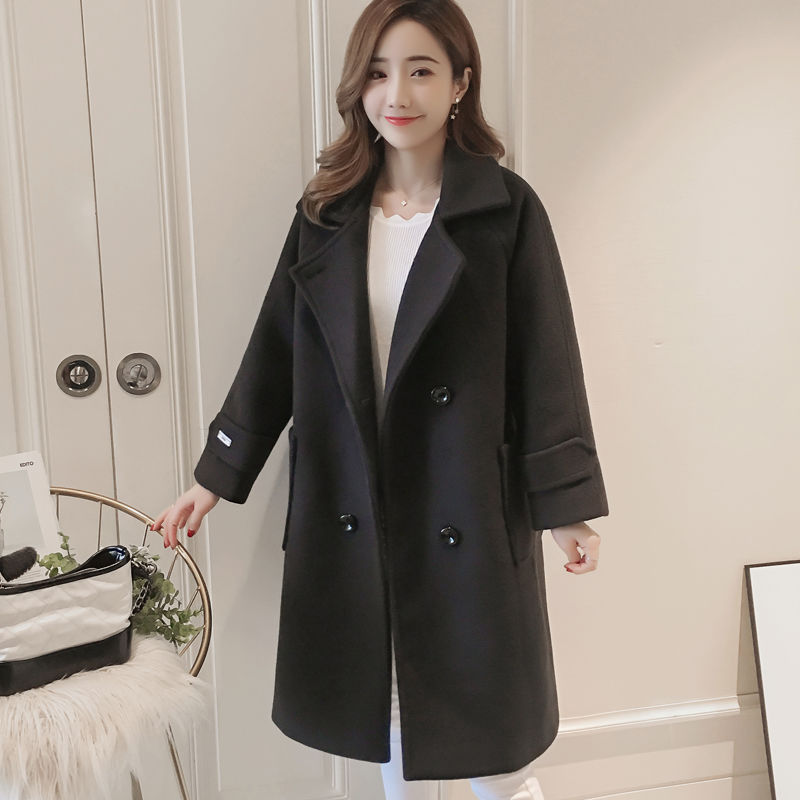 Suofun Loose Pink Casual Button Wool Blends Winter... – Grandado