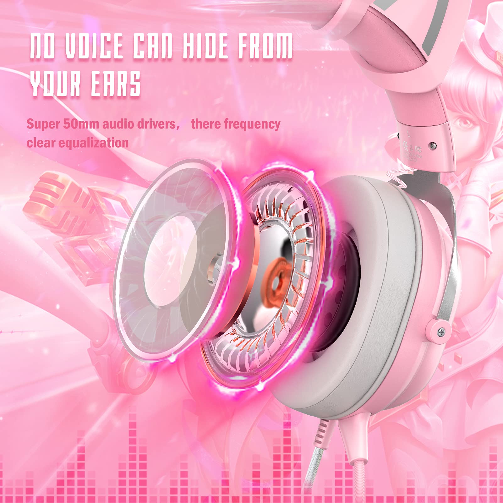 （Original Box）Onikuma X11 Pink Cute Cat Ear Headph... – Vicedeal