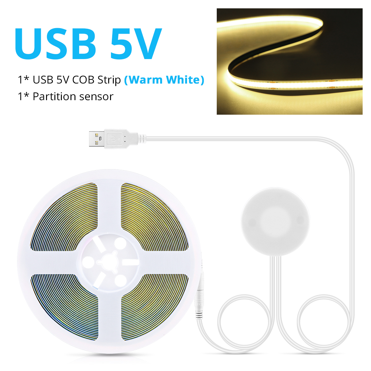 USB 5V COB LED Strip Makeup Vanity Light Penetrabl... – Grandado