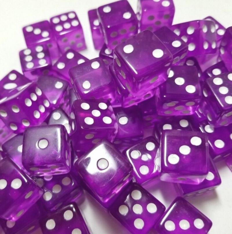 10pcs transparent purple acrylic 6-sided dice, an ... – Vicedeal