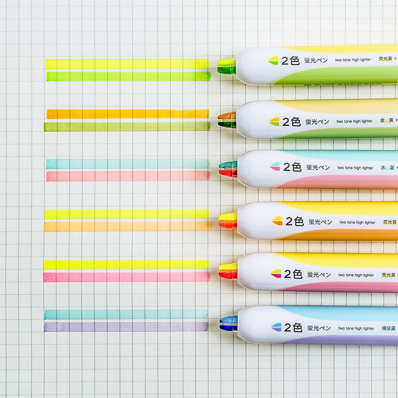 2 Line Color Highlighter Pen Fluorescent Marker Sp... – Grandado
