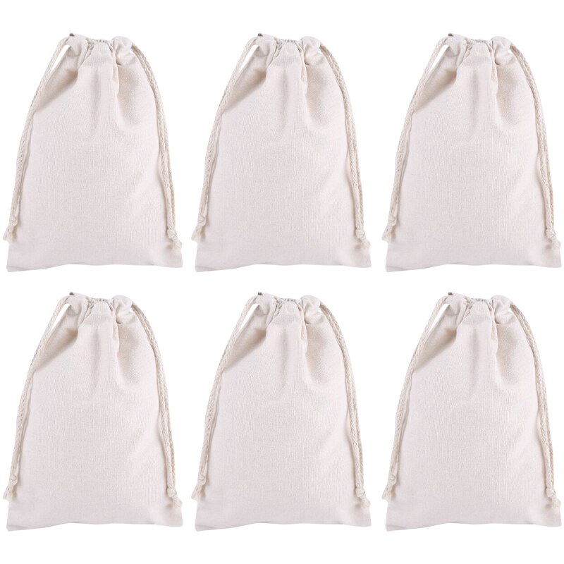 A Set of 6, Double Drawstring Cotton Bag, Rice Flo... – Grandado