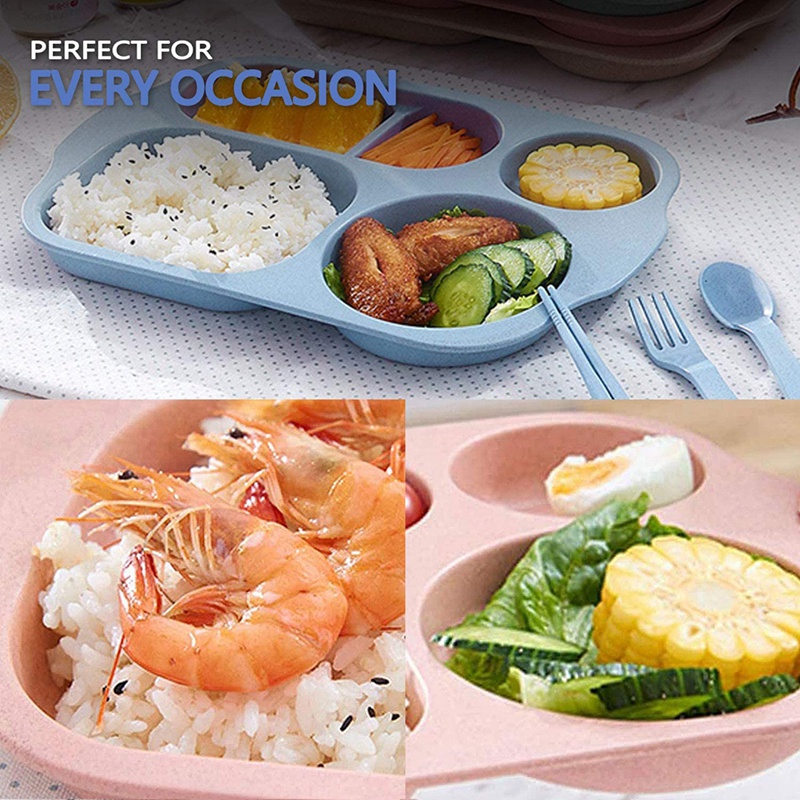 Dinner Plate Set of 4 Split Plates 5 Compartments ... – Grandado