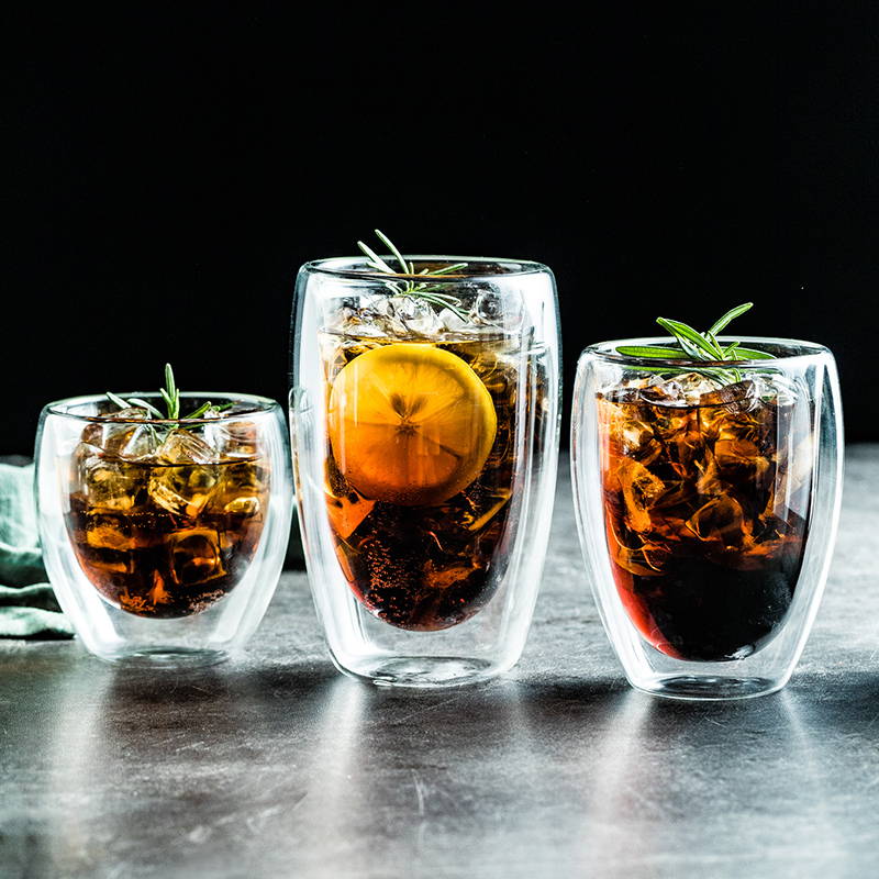 Transparent Glass Cup Milk Whiskey Tea Beer Double... – Grandado