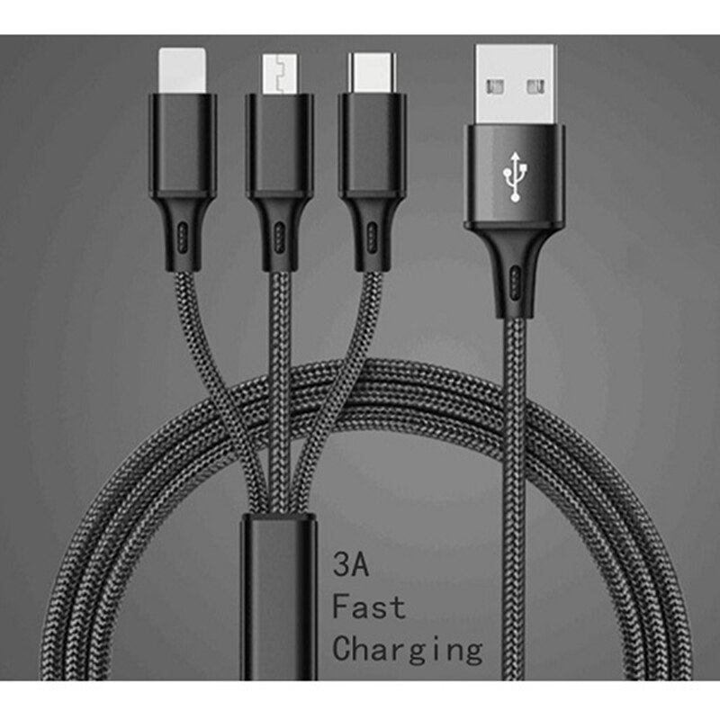 3 in 1 Charge Cable 3A Fast Charging USB Type C Ca... – Vicedeal