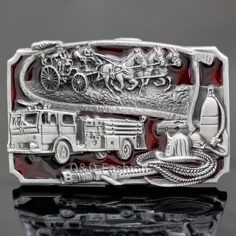 Vintage Silver Plated Belt Buckle Fire Pumper Hors... – Grandado