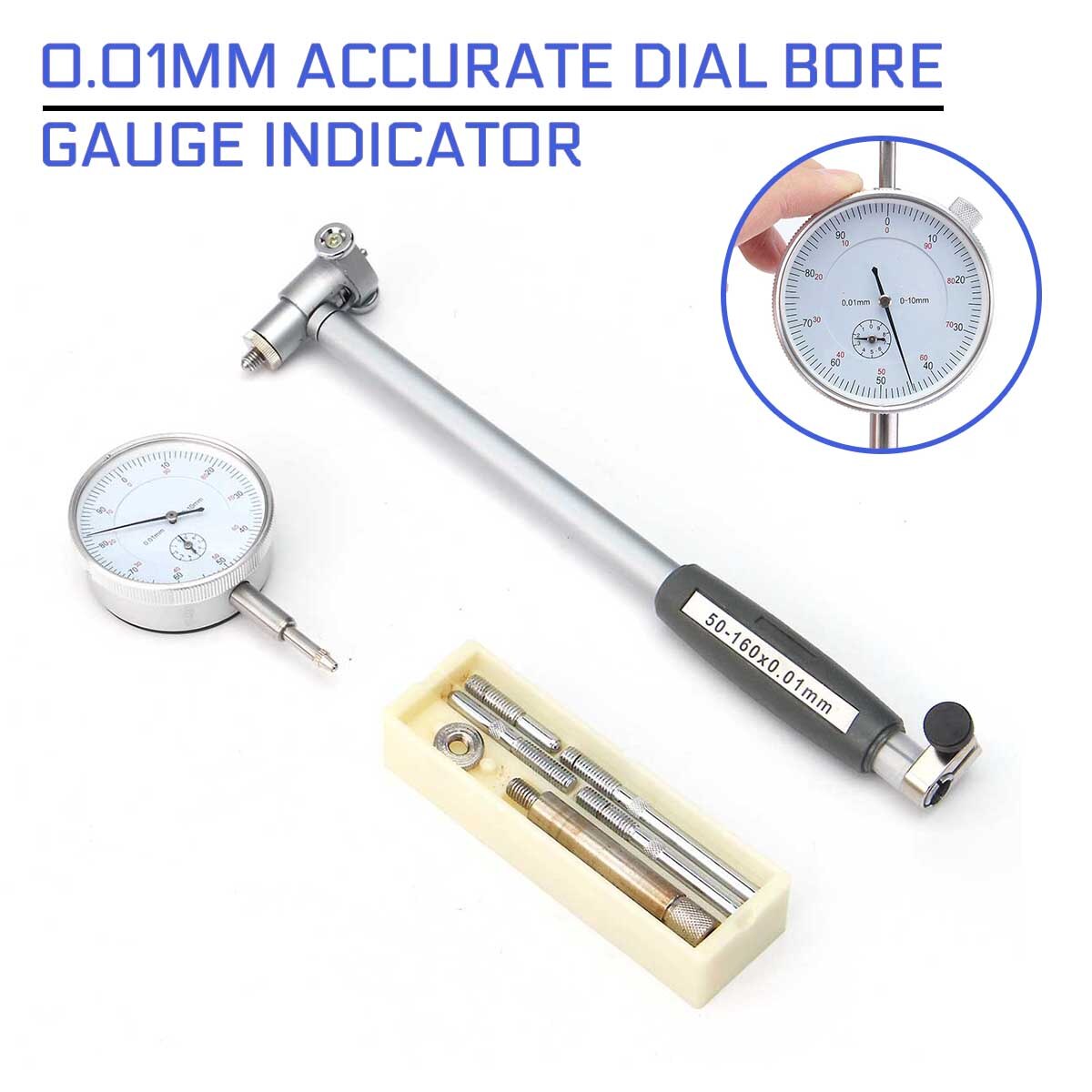 0.01mm Accurate Dial Bore Gauge Indicator 50-160mm... – Grandado
