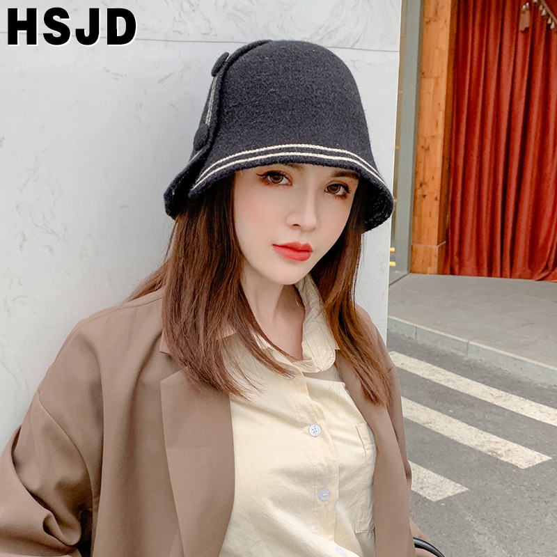 Autumn Winter Hats for Women Knitted Bucket Hat Fo... – Grandado