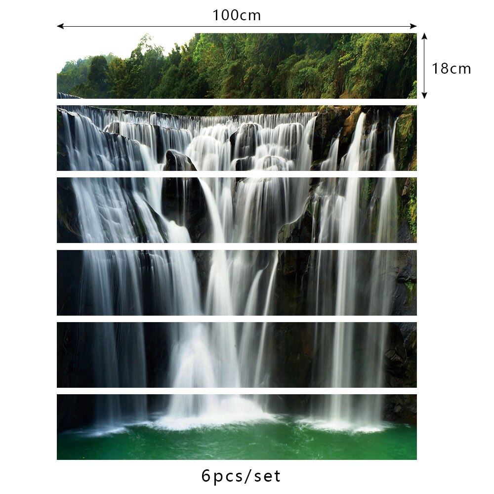 Waterfall Art Mural Staircase Sticker For To The S... – Grandado
