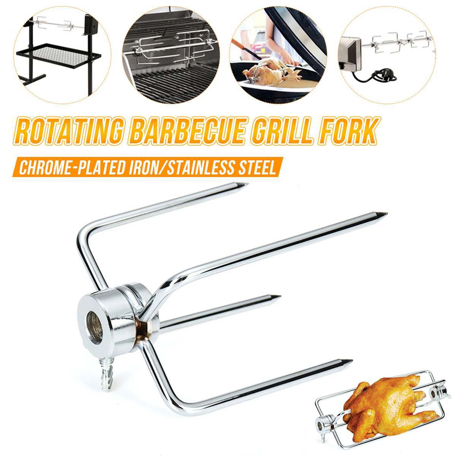 2pcs Stainless Steel Rotisserie BBQ Spit Fork Chic... – Vicedeal