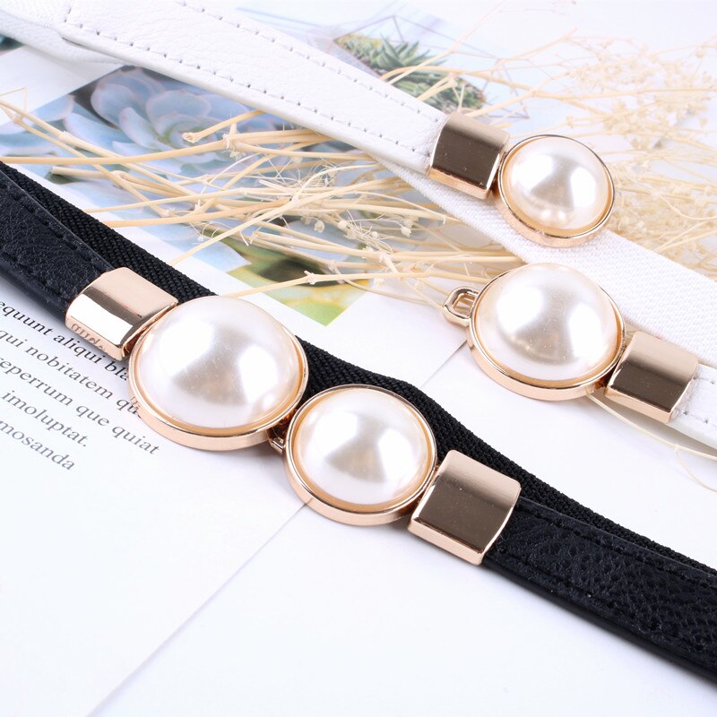 leather Pearl corset Belts Retro Elastic Narrow gi... – Grandado