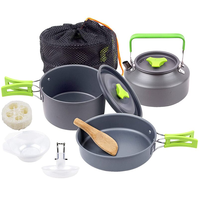 Camping Cookware Kit Outdoor Aluminum Cooking Set ... – Grandado