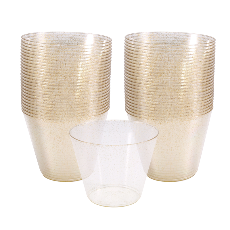 Especial Gold Plastic Cups Clear Plastic Wine Glas... – Vicedeal