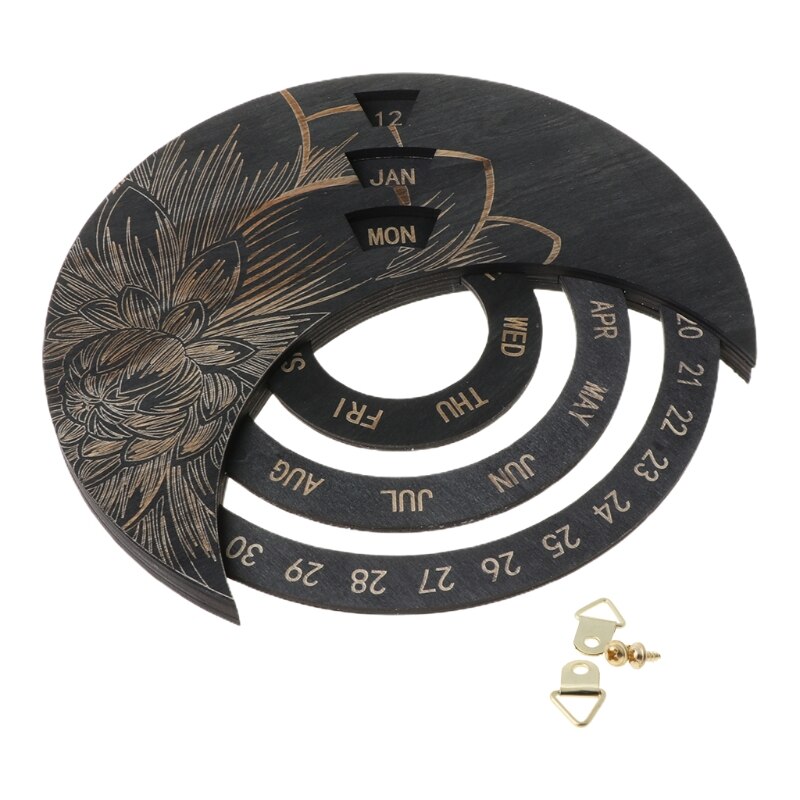 Wooden Moon Perpetual Calendar DIY Adjustable Fami... – Grandado