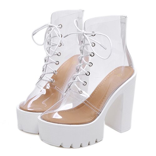 Gdgydh European Transparent PVC High Heels Womens ... – Grandado