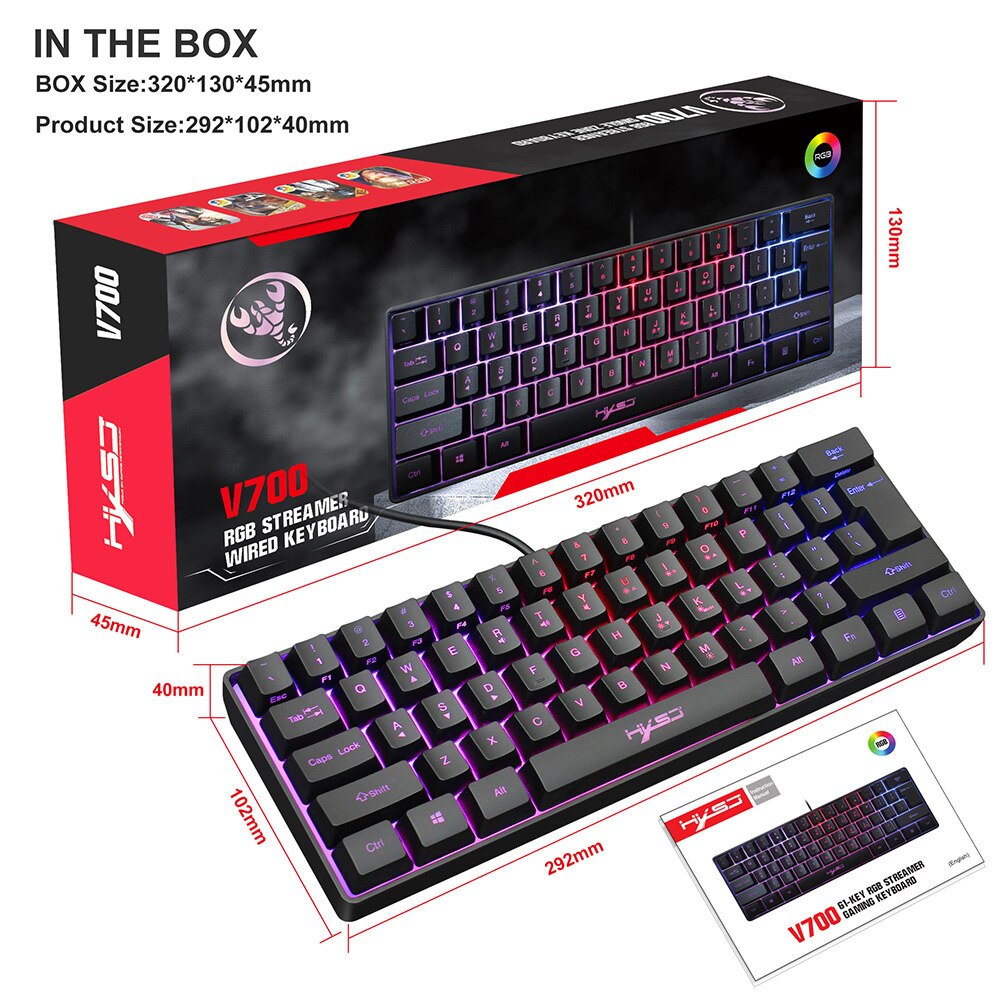 Wired Gaming Keyboard Adjustable RGB Multiple Shor... – Vicedeal