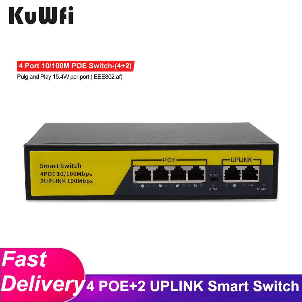 KuWFi Smart POE Switch 4 Port POE 2 Port Uplink Me... – Vicedeal