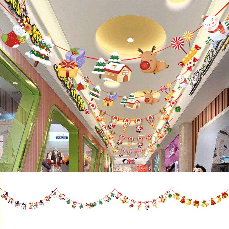 Christmas Banners Paper Hanging Flags Santa Claus ... – Vicedeal