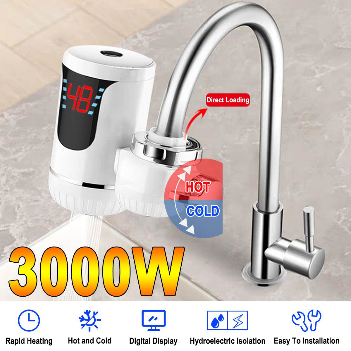 EU Plug Electric Kitchen Water Heater Tap Instant ... – Vicedeal