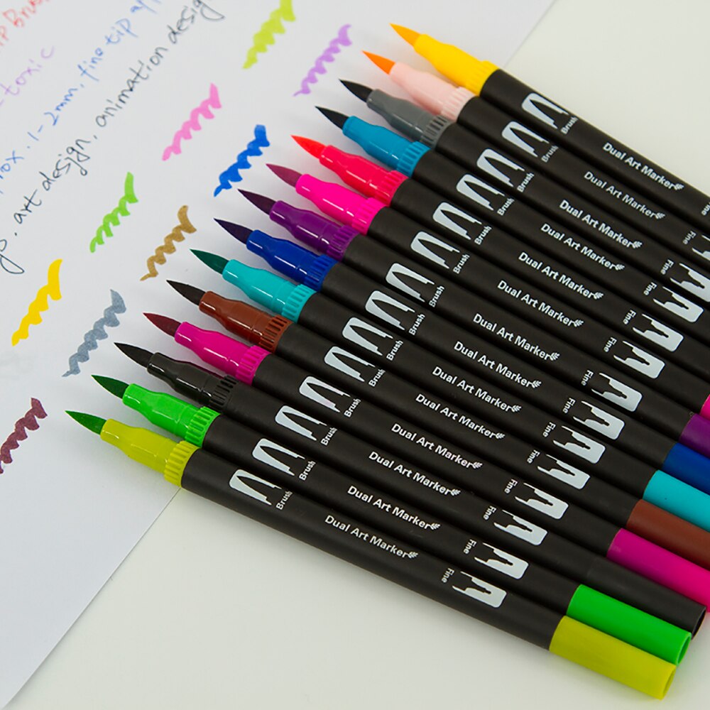 60 Colours Fineliner Tip Drawing Markers Dual Tip ... – Vicedeal