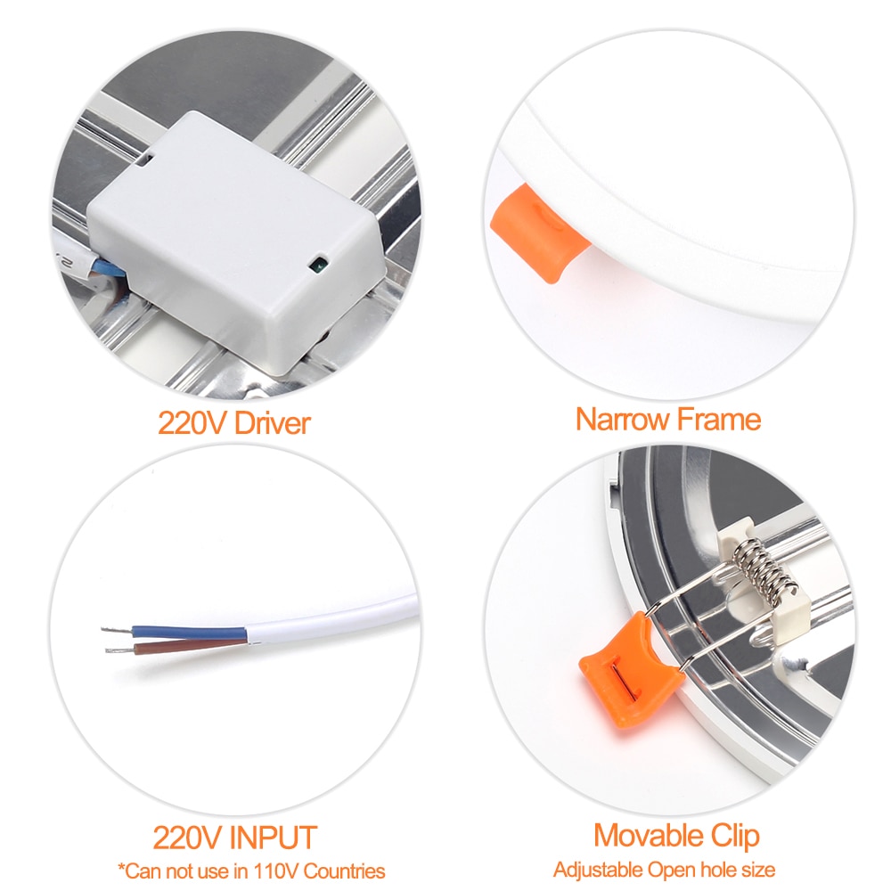 220V Ultra Thin LED Panel Light 6W 8W 15W 20W Alum... – Grandado