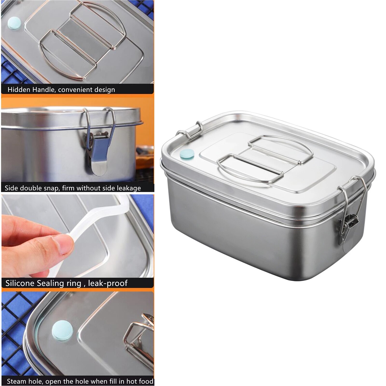 Stainless Steel Lunch Box Metal Food Container For... – Grandado