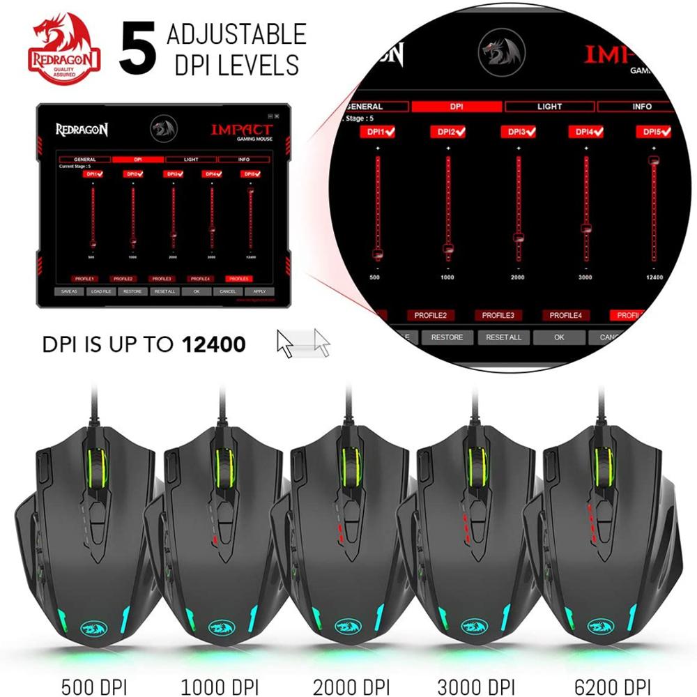 Redragon M908 RGB LED MMO Mouse Side Buttons Optic... – Grandado