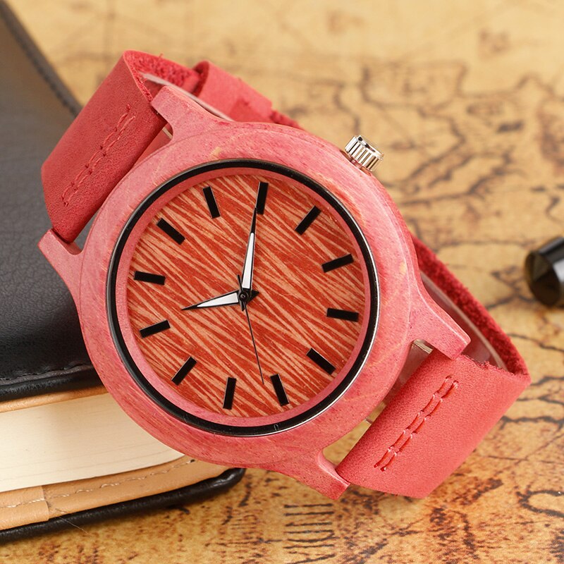 Modern Wristwatches Pink Wooden Watch Handmade Bam... – Grandado