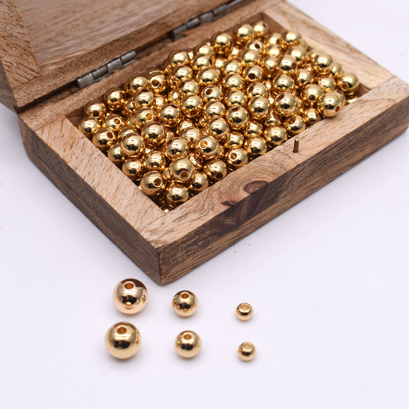 Original Brass Round Ball shape Beads Metal Copper... – Grandado