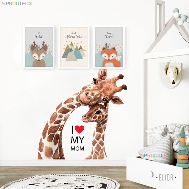 Giraffe and Baby Giraffe Wall Sticker DIY Home Dec... – Vicedeal