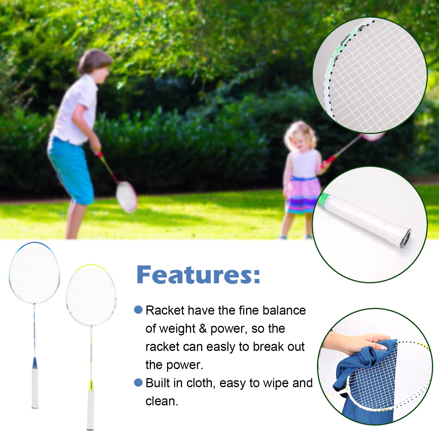Family Badminton Set Badminton Rackets Four Packs ... – Grandado