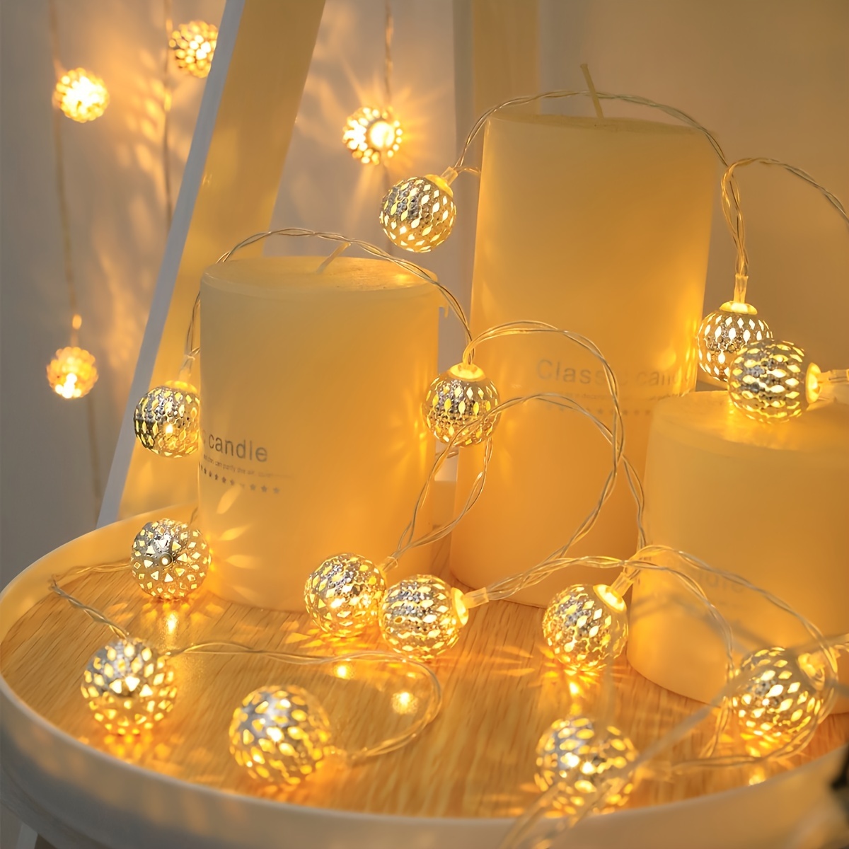 LED Marokkaanse holle metalen bal lichtslingers op... – Vicedeal