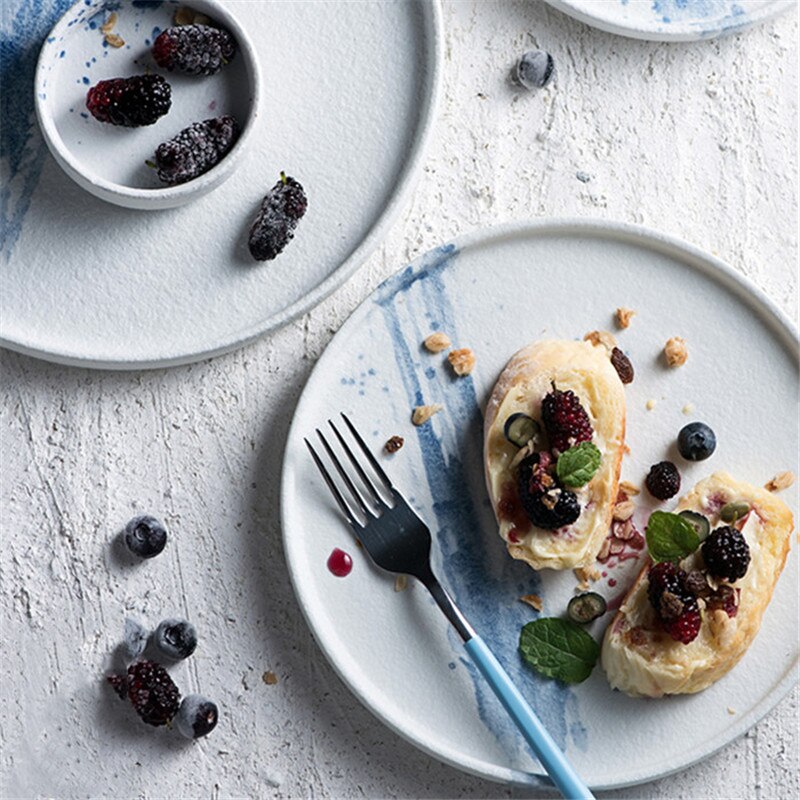 Nordic Ceramic Flat Breakfast Steak Plate Pottery ... – Vicedeal